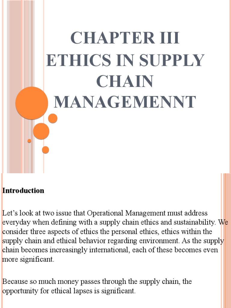 Ethics in Supply Chain Management | PDF | Supply Chain | Integrity