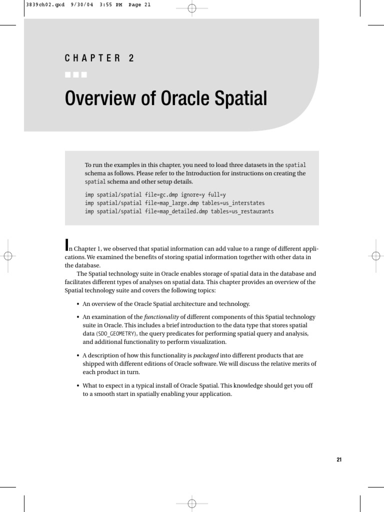 Oracle - Overview of Oracle Spatial | PDF | Database Index | Databases