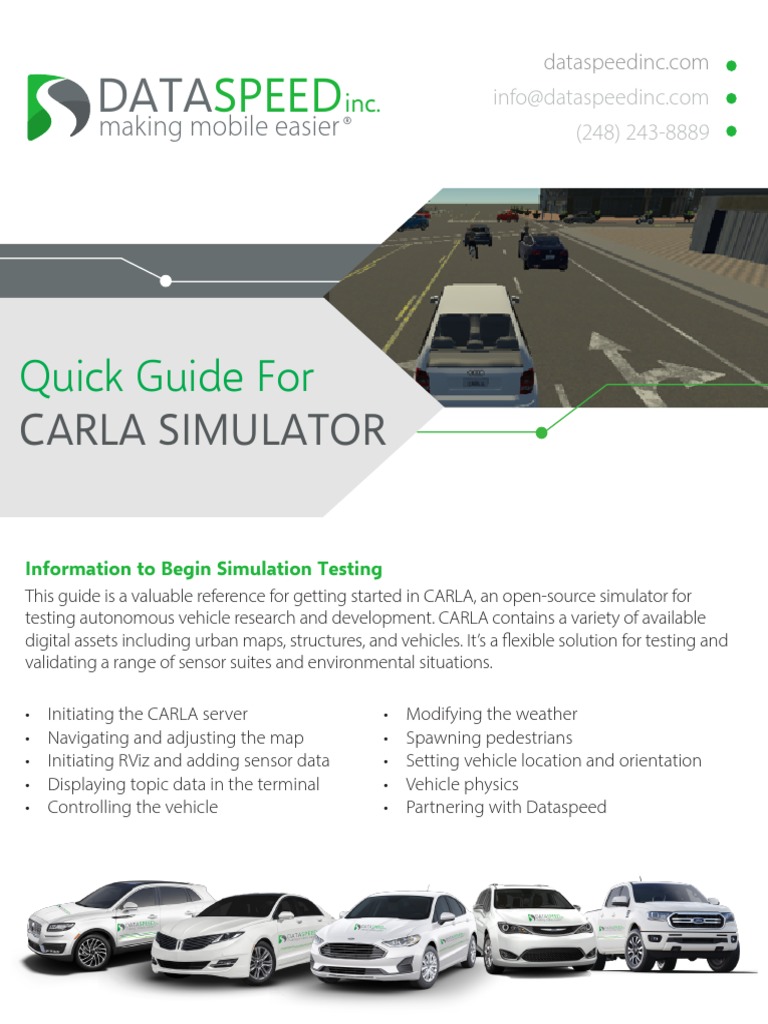 Dataspeed Quick Guide To Running Carla Simulator | PDF | Simulation | Graphical User Interfaces