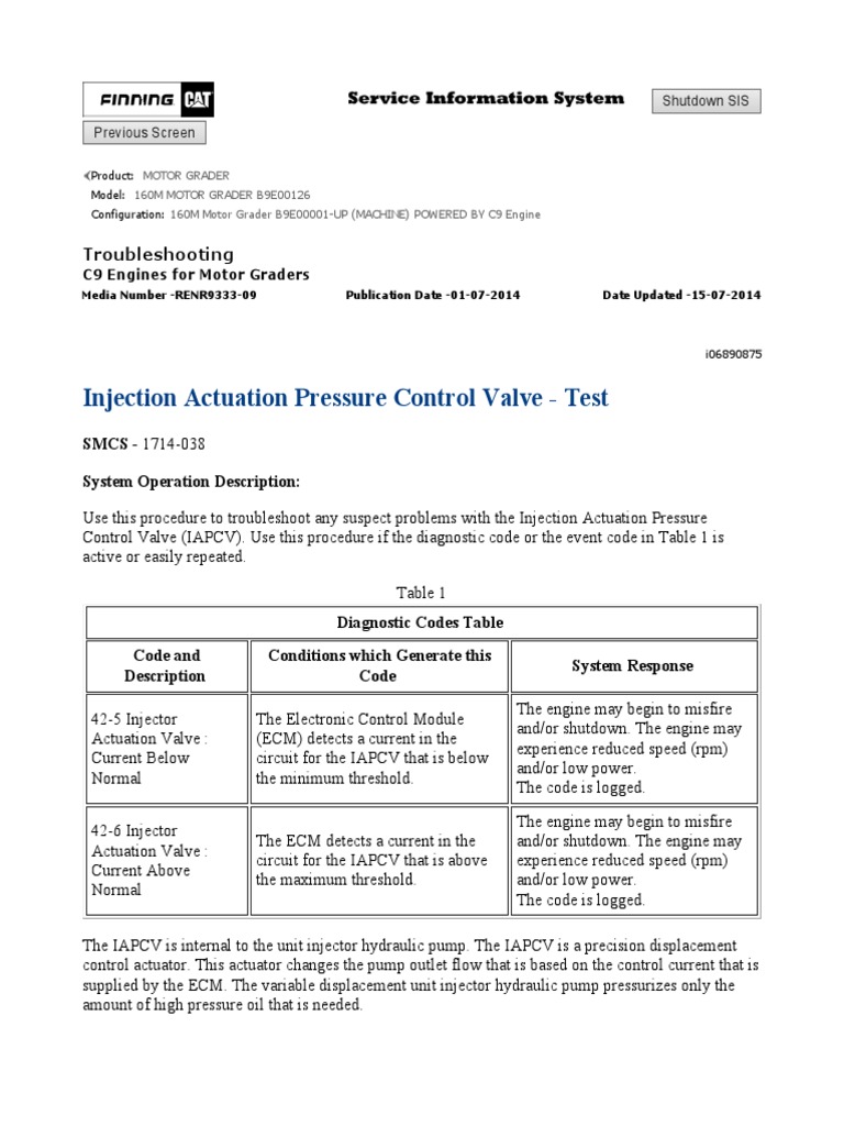 Injection Actuation Pressure Control Valve - Test: Troubleshooting ...