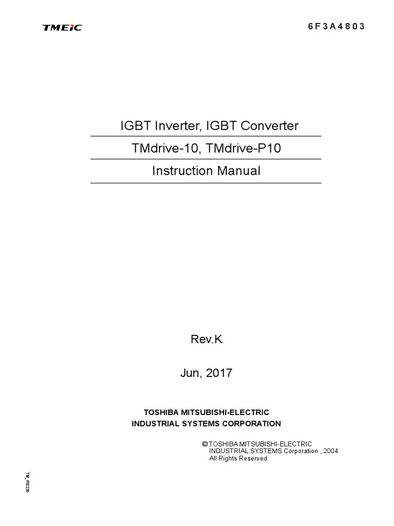 TMdrive-10 Inverter Manual 6F3A4803 | PDF | Power Supply | Power Inverter