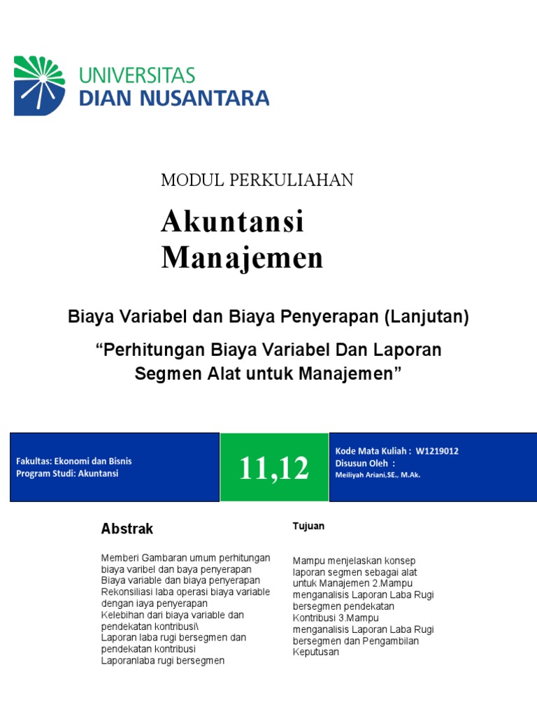 AKMEN - 12 Laporan Laba Rugi Bersegmen Untuk Manajemen | PDF