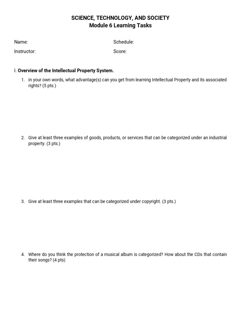 Module 6 Learning Task | PDF | Intellectual Property | Copyright ...