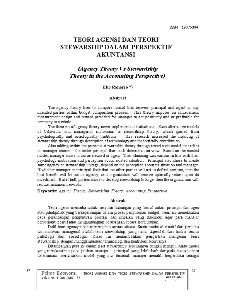 Teori Stewardship Raharjo 2007 | PDF | Theory | Psychological Concepts