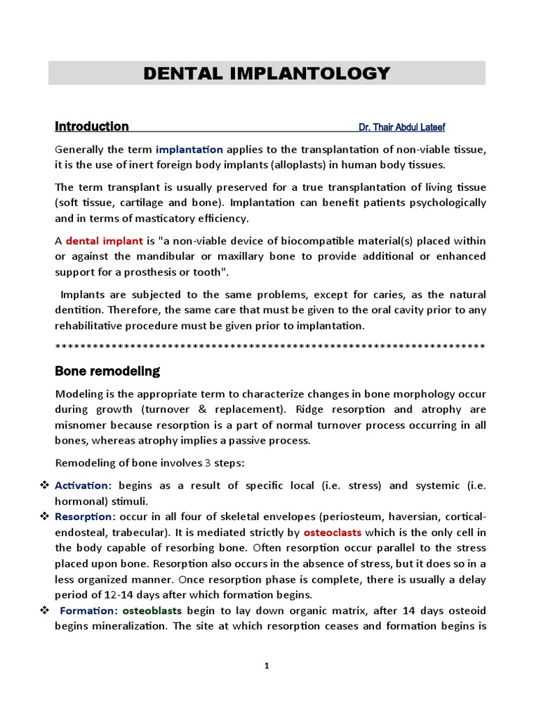 Dental Implantology: Implantation | PDF | Dental Implant | Bone