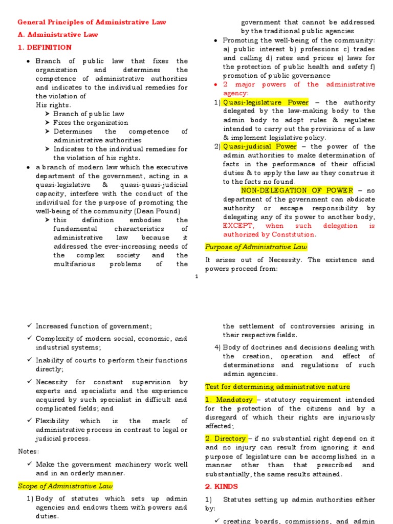 General Principles of Administrative Law A. Administrative Law 1 ...