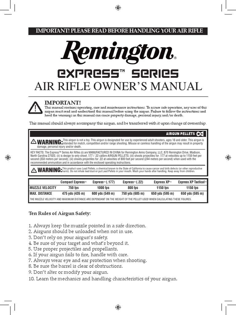 Remington Express Owners Manual | PDF | Telescopic Sight | Gun Barrel
