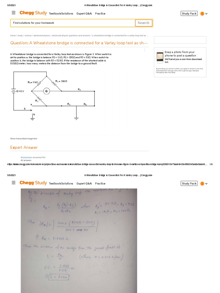 A Wheatstone Bridge Is Connected For A Varley Loop... | PDF ...