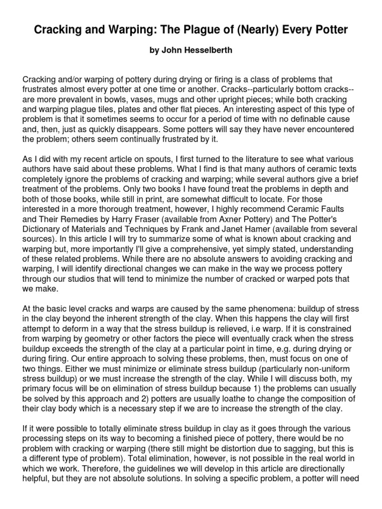 Cracking and Warping | PDF | Pottery | Casting (Metalworking)