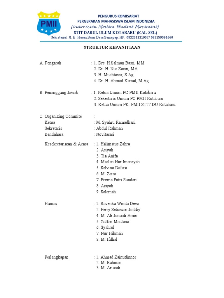 Struktur Kepanitiaan | PDF
