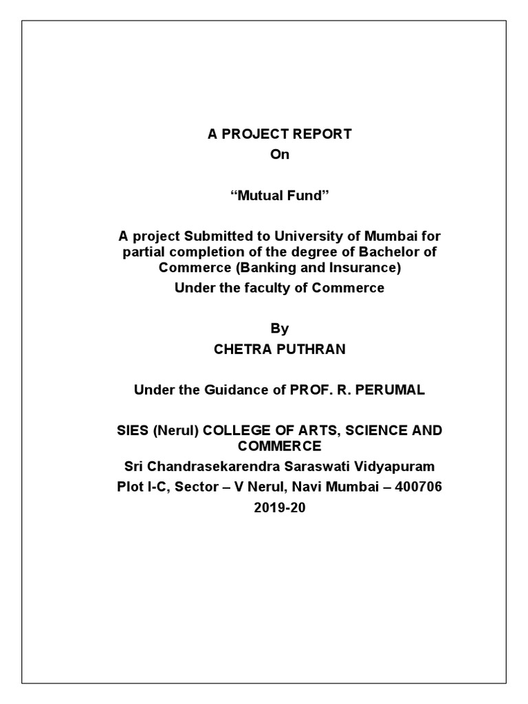Mutual Fund Project | PDF | Investment Fund | Mutual Funds