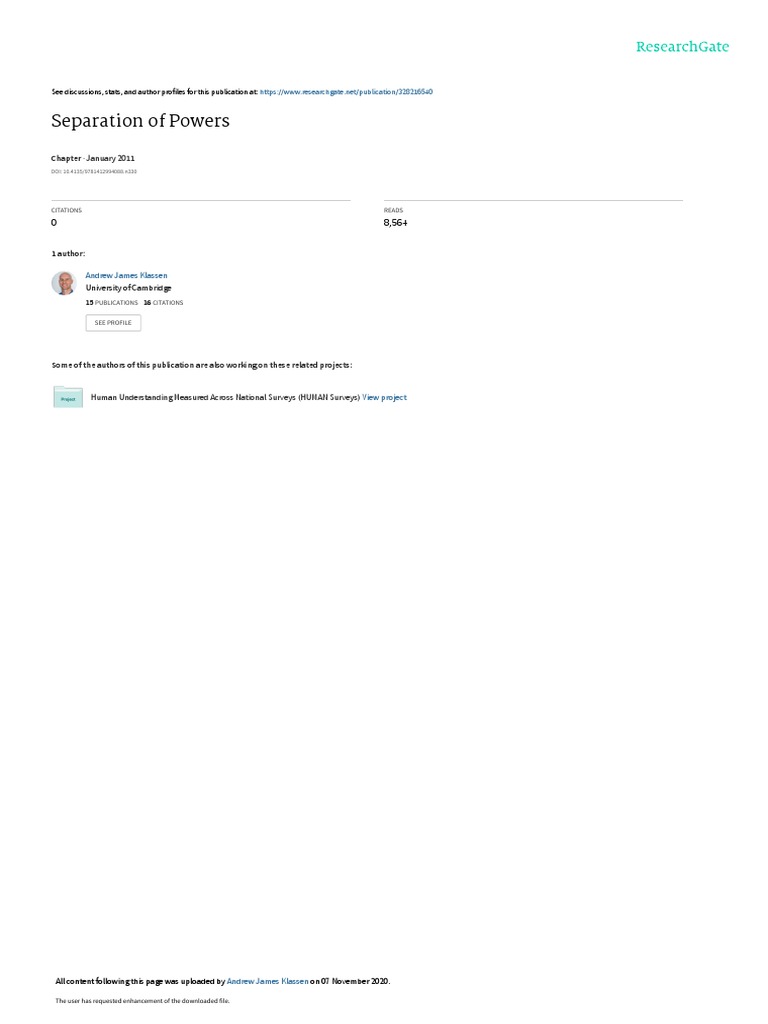 Separation of Powers | PDF | Montesquieu | Separation Of Powers Under ...