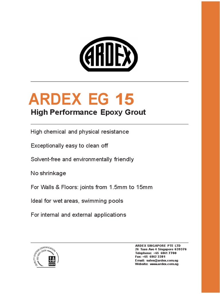 Ardex Eg 15: High Performance Epoxy Grout | PDF | Acid | Epoxy