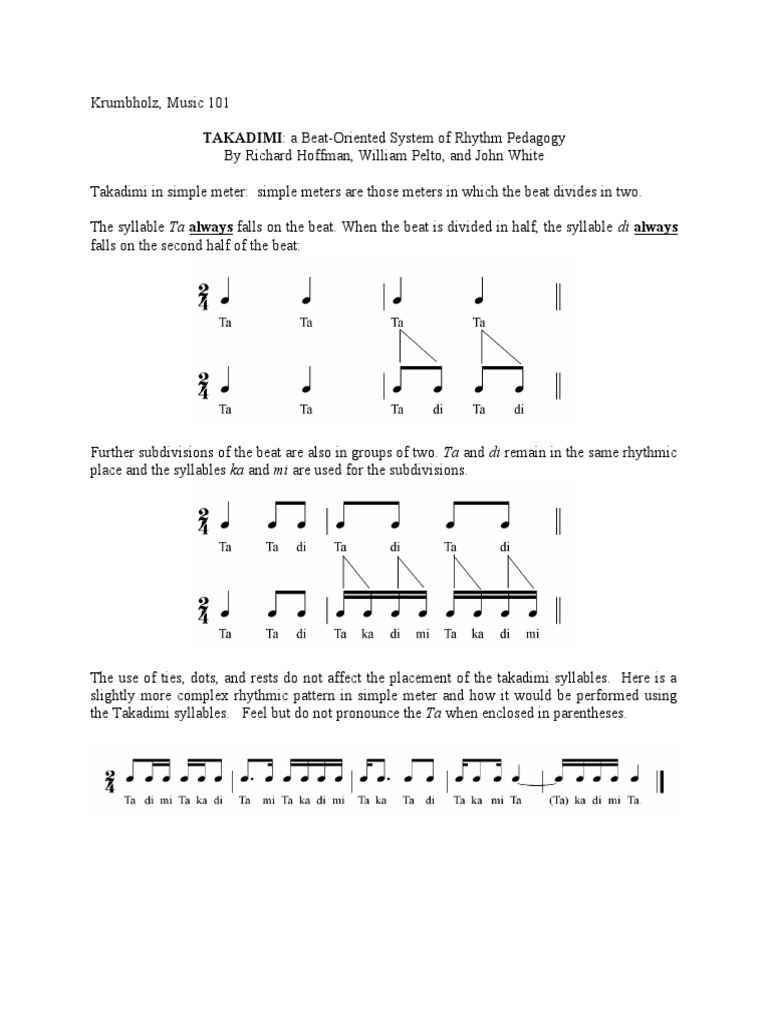 Takadimi Simple Meter | PDF