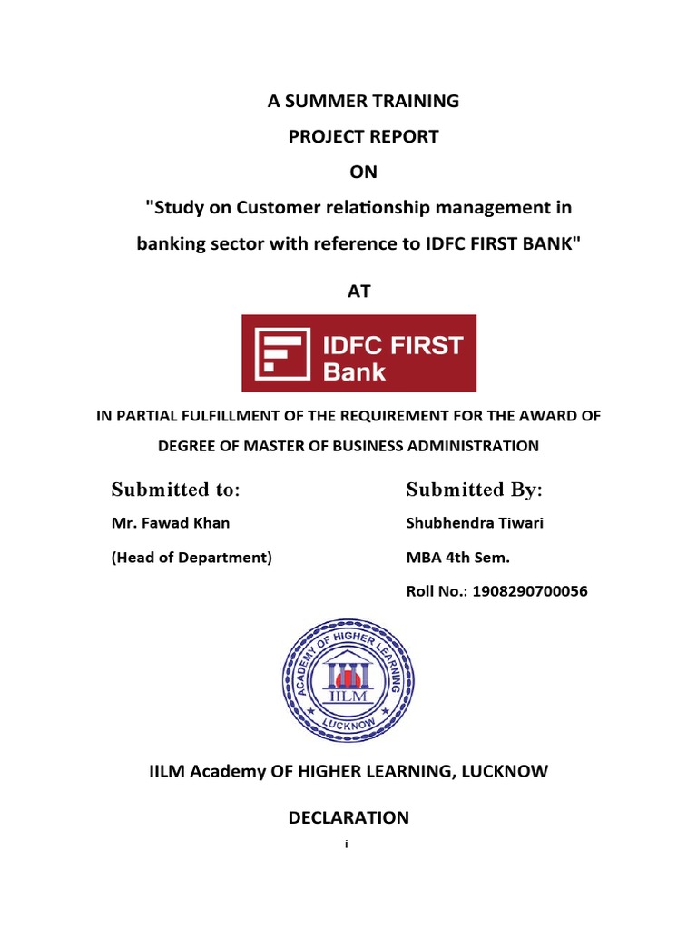 CRM Mba Project | PDF | Customer Relationship Management | Banks