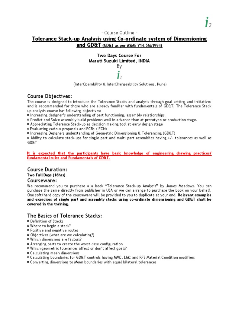 Tolerance Stackup Course Module - ISquare | Download Free PDF | Engineering Tolerance ...