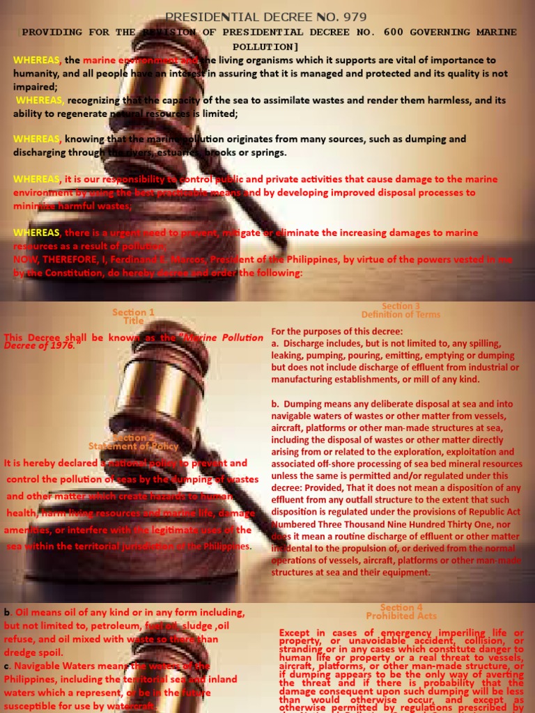 Presidential Decree No. 979: Whereas | PDF | Environmental Impact ...