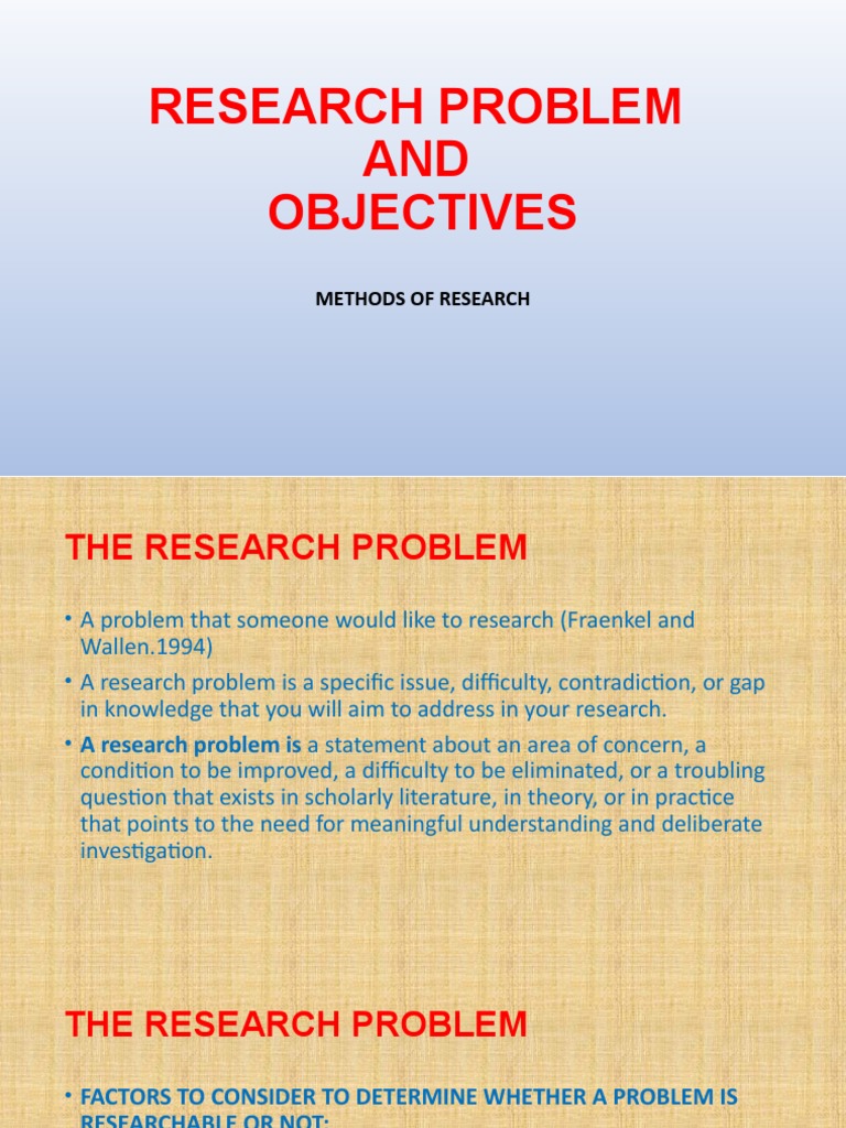 Understanding Research Problems and Objectives | PDF | Question ...