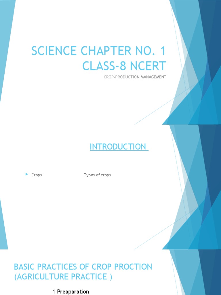 Science Chapter No. 1 Class-8 Ncert: Crop-Production Management | PDF
