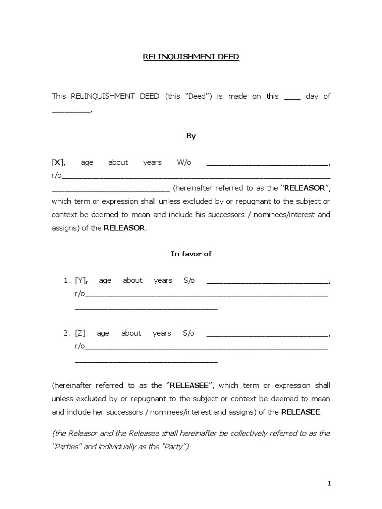 Relinquishment Deed | PDF | Deed | Common Law