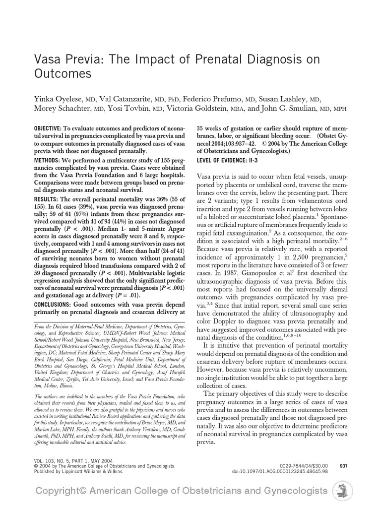 Vasa Praevia PDF | PDF | Childbirth | Health Care