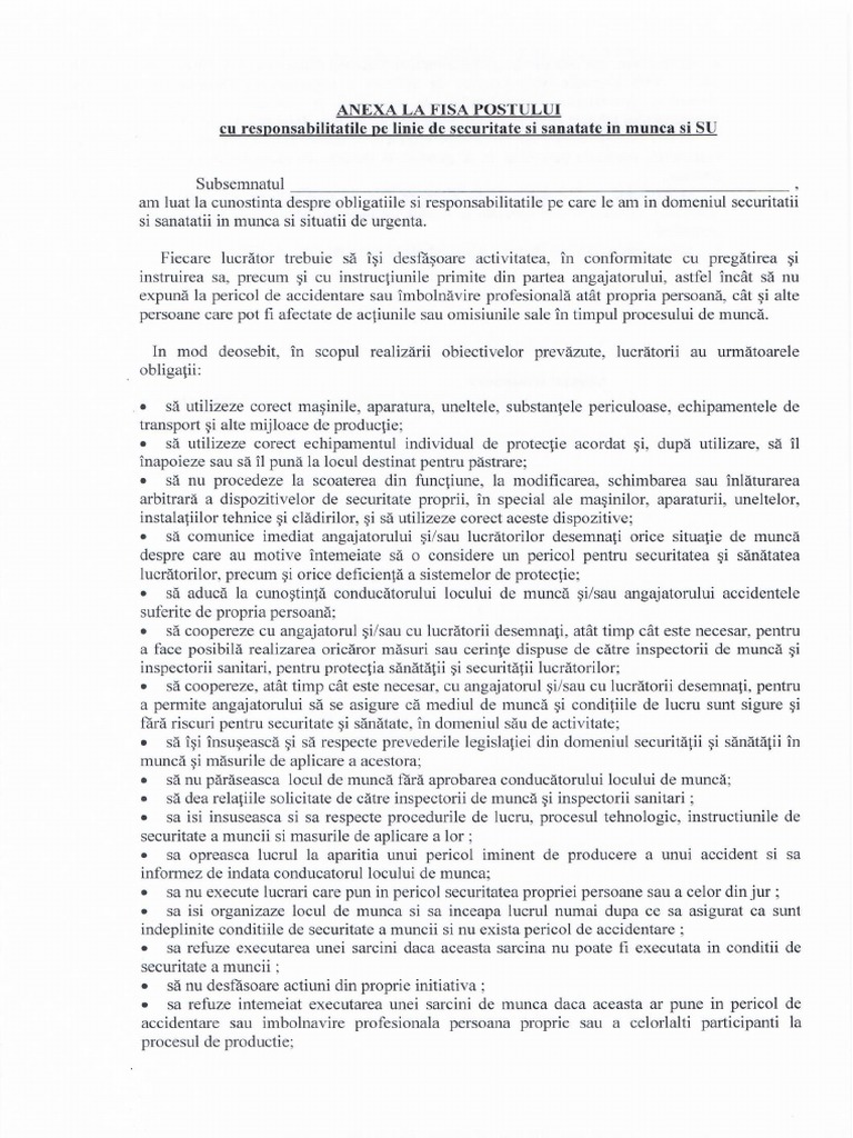Anexa La Fisa Postului | PDF