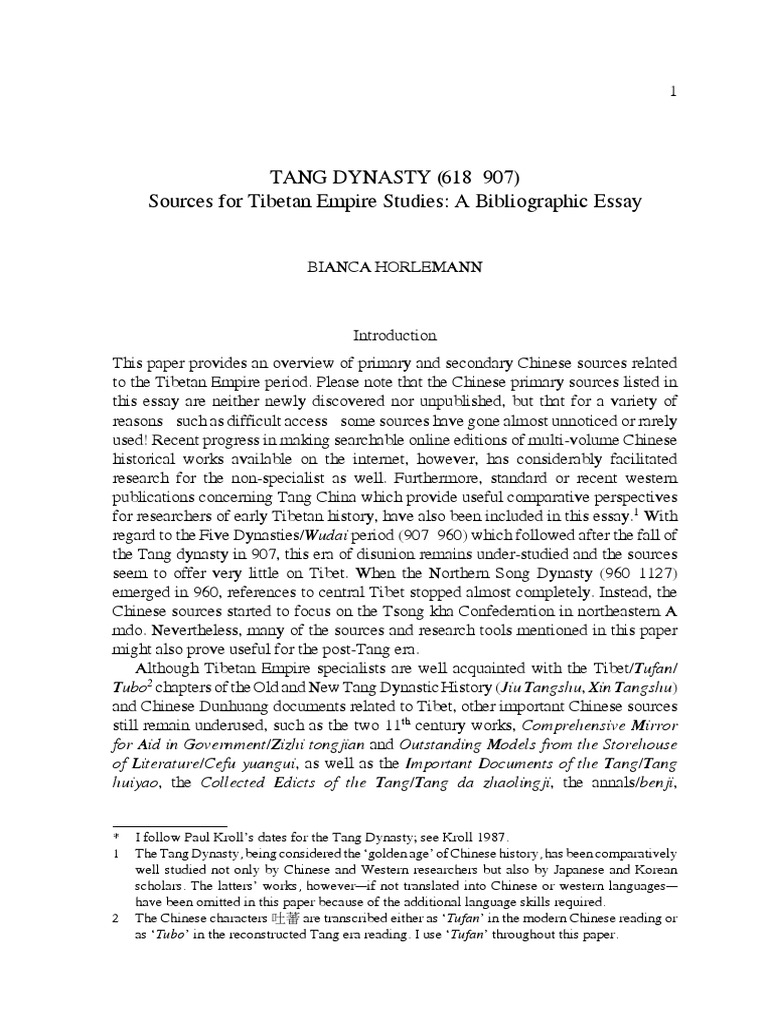 Tang Sources for Tibetan Studies | PDF | Tang Dynasty | China