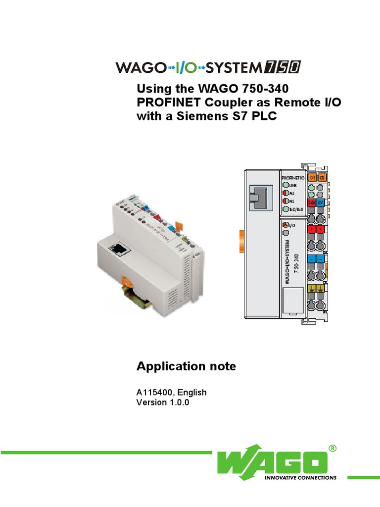 Using The WAGO 750-340 PROFINET Coupler As Remote I/O With A Siemens S7 PLC | PDF | Input/Output ...