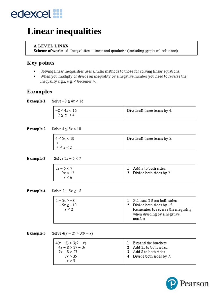 1d-1 Linear Inequalities | PDF | Inequality (Mathematics) | Quadratic ...
