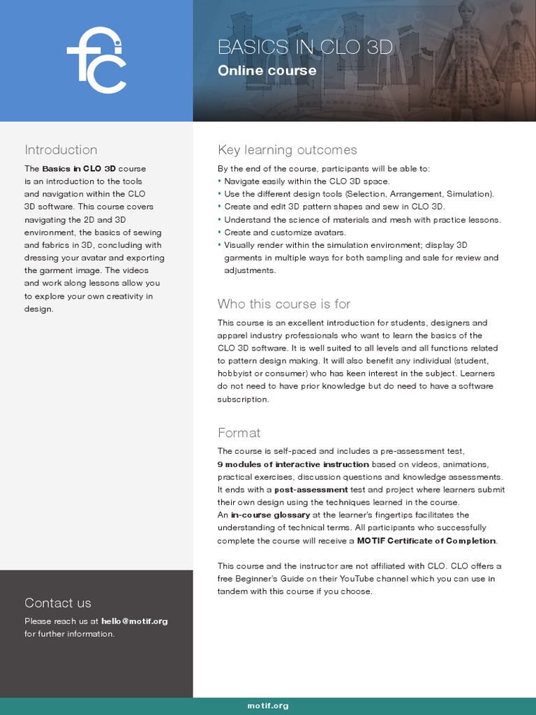 Basics in Clo3D Brochure | PDF | 3 D Computer Graphics | Simulation