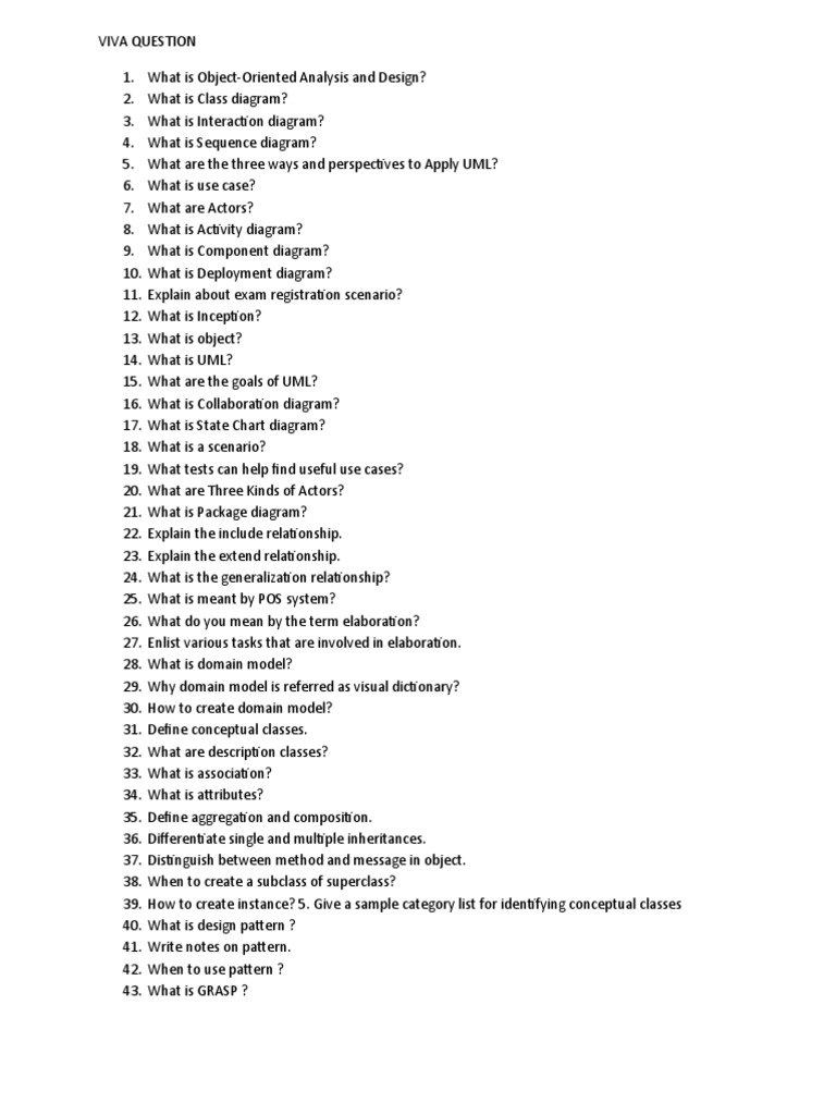 Ooad Viva Question Pdf Class Computer Programming Inheritance Object Oriented Programming