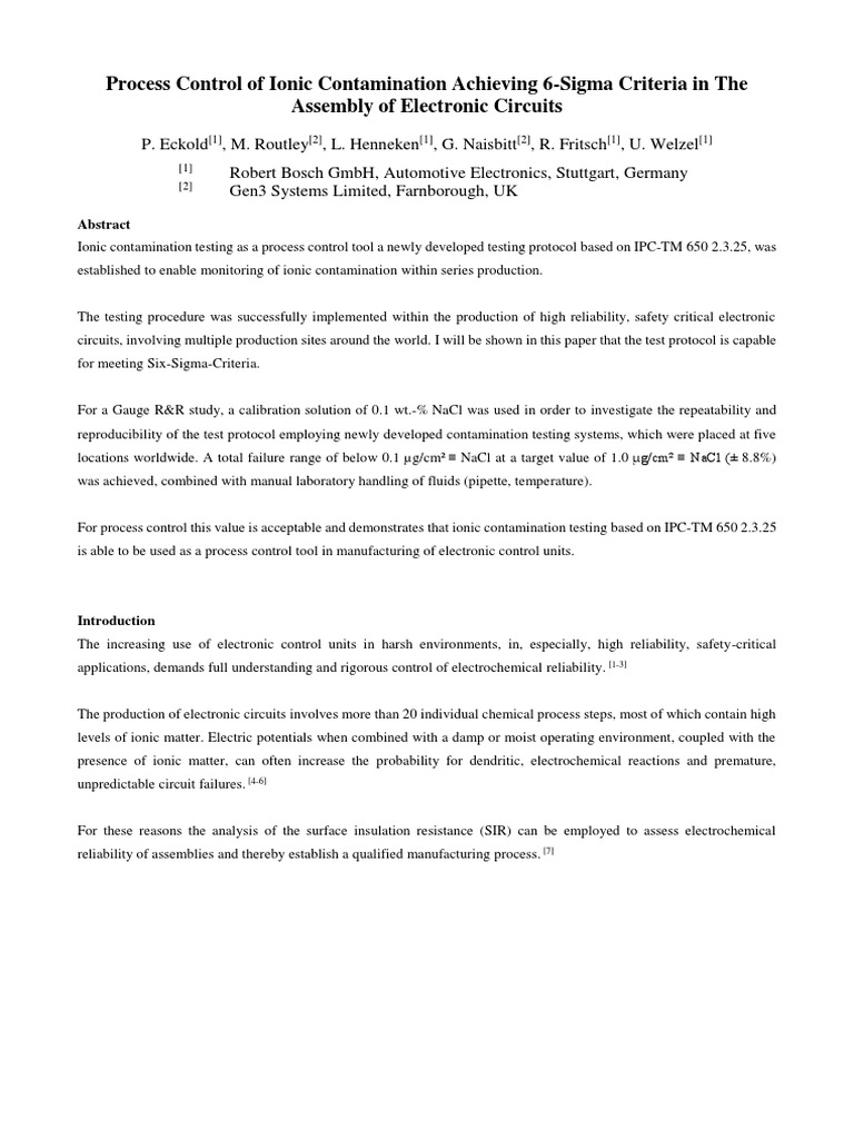 Ionic Contamination Process Control | PDF | Printed Circuit Board ...