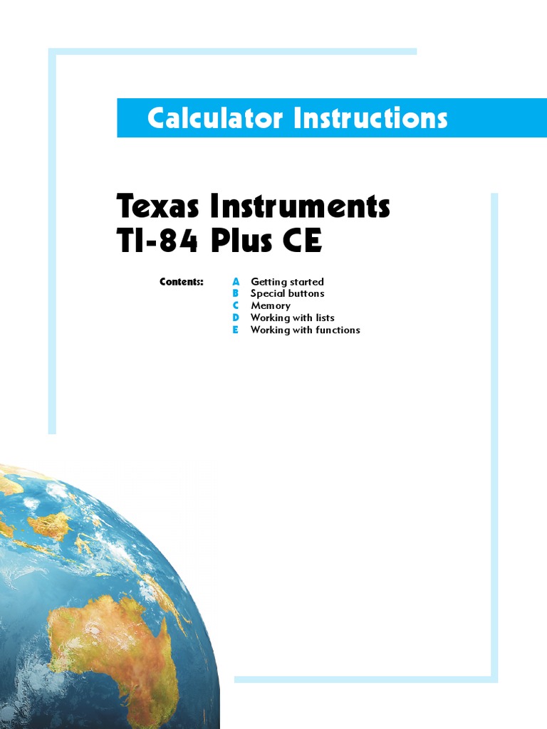 Calculator Instructions: Texas Instruments TI-84 Plus CE | PDF ...
