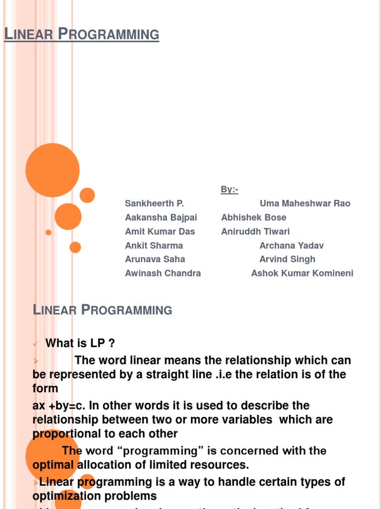 Inear Rogramming | PDF | Linear Programming | Mathematical Optimization