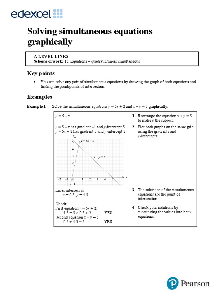 Graphically solving simultaneous equations | PDF | Quadratic Equation ...
