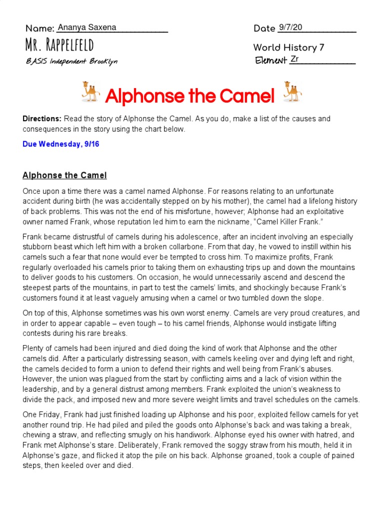 Alphonse The Camel As | PDF | Classics | General Fiction