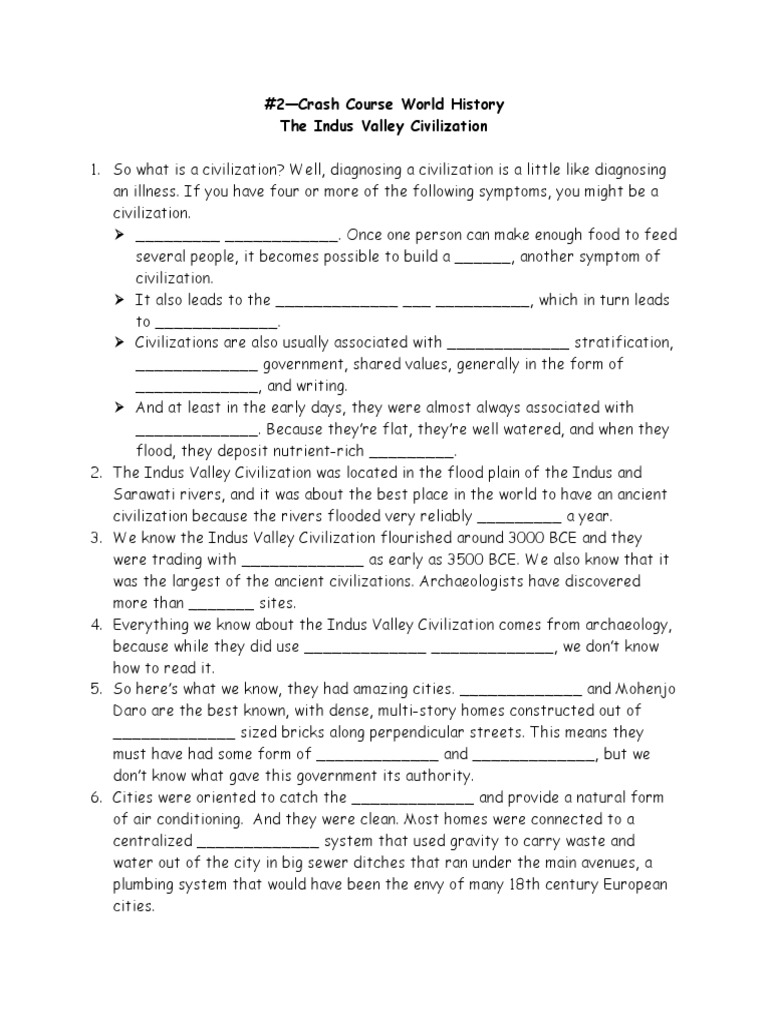 #2-Crash Course World History The Indus Valley Civilization | PDF ...