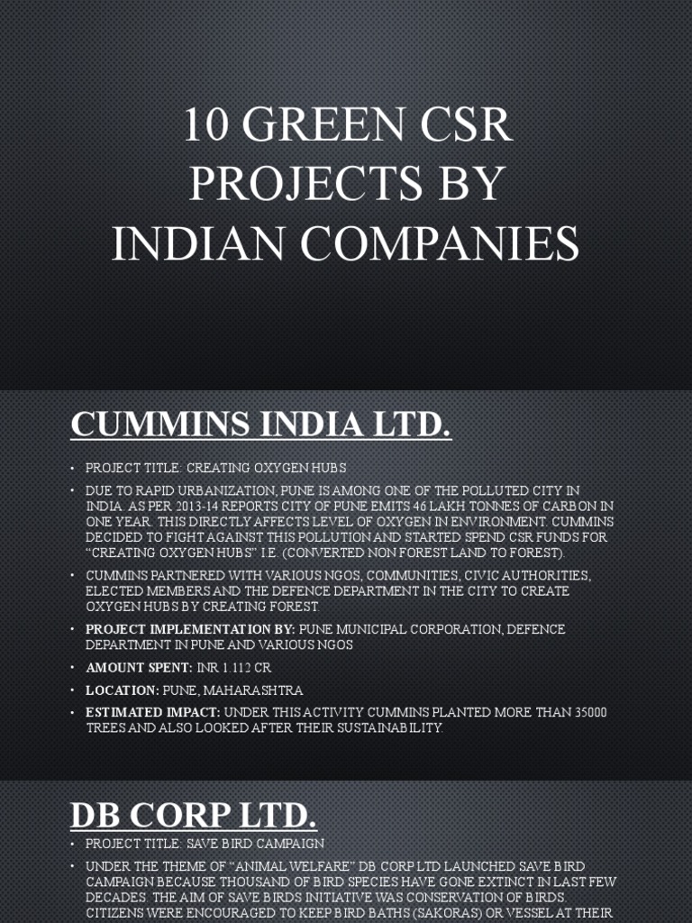 Green CSR Initiatives in India | PDF | Plantation | Sustainability