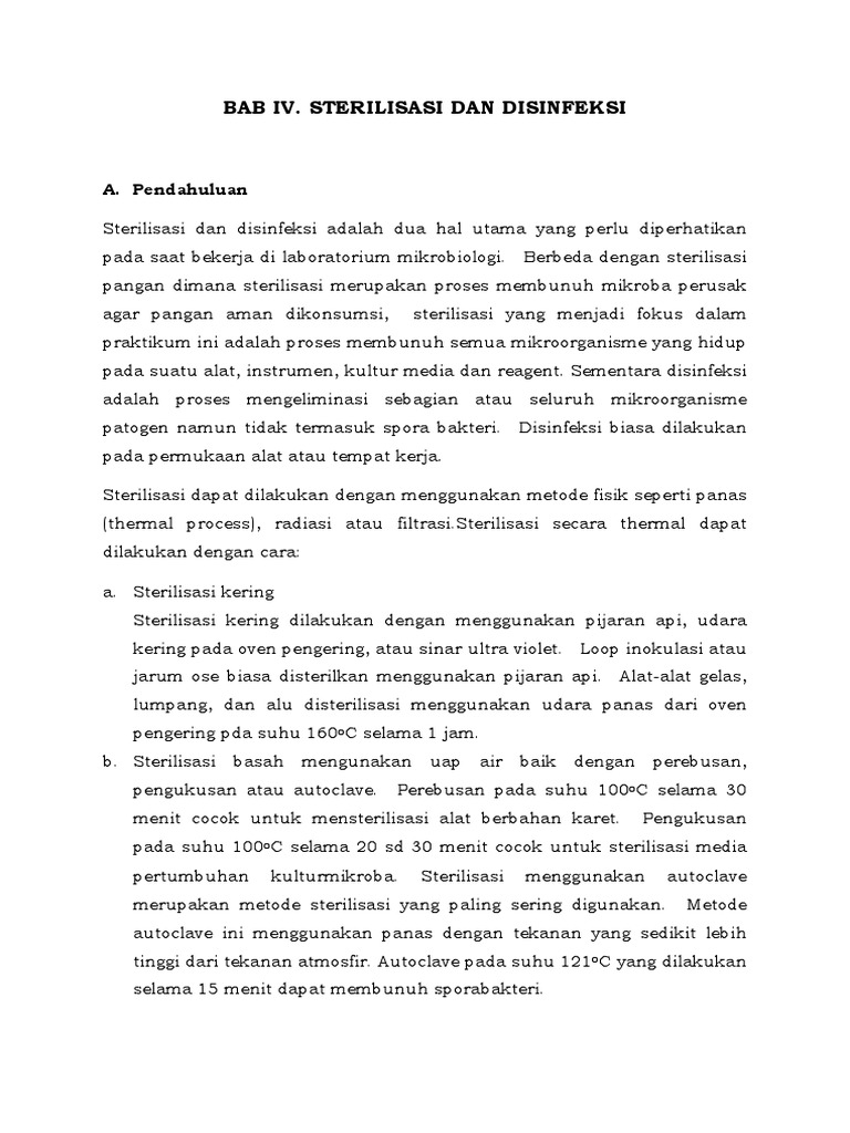 Sterilisasi & Disinfeksi Lab Mikrobiologi | PDF