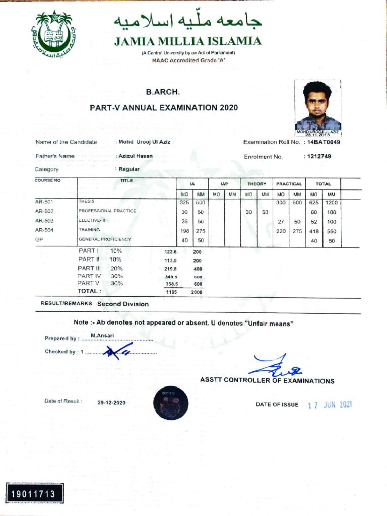 Marksheet Fifth Compressed | PDF | Educational Assessment And Evaluation | Qualifications