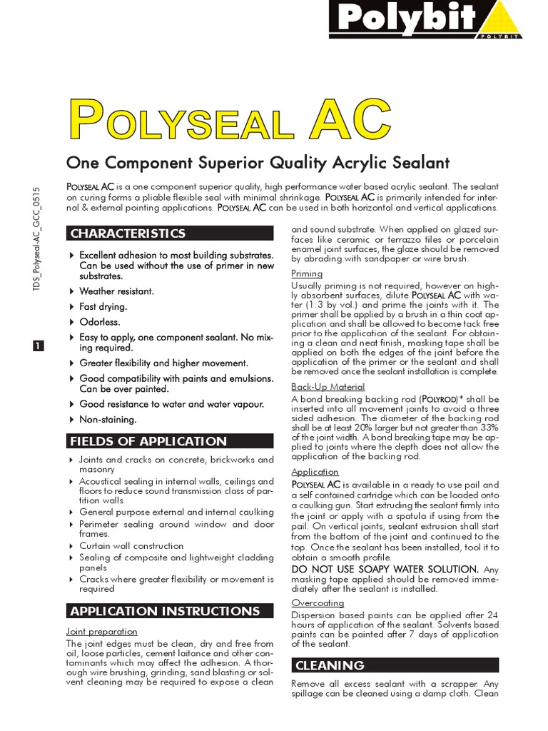 Tds Polybit-polyseal-Ac en Mea | PDF | Shelf Life | Paint