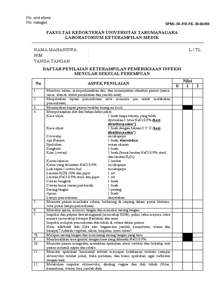 Penilaian Keterampilan Pemeriksaan IMS | PDF