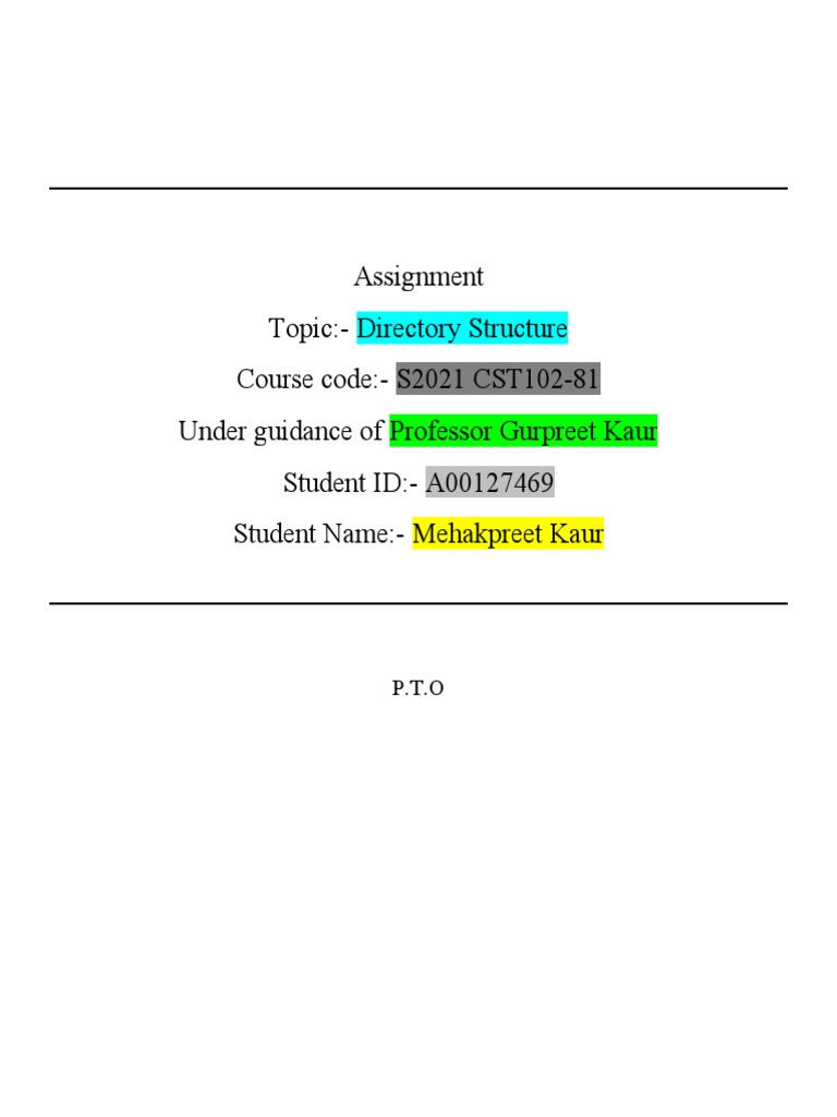Directory Structure A00127469 PDF Computer File Directory