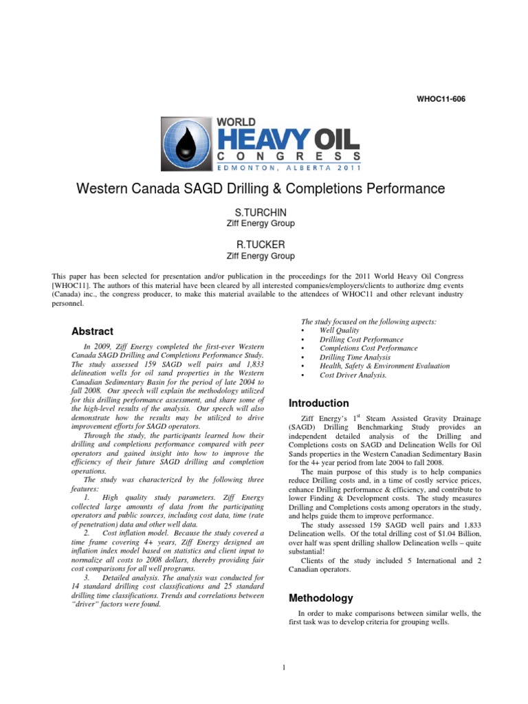 Western Canada SAGD Drilling & Completions Performance: S.Turchin | PDF ...