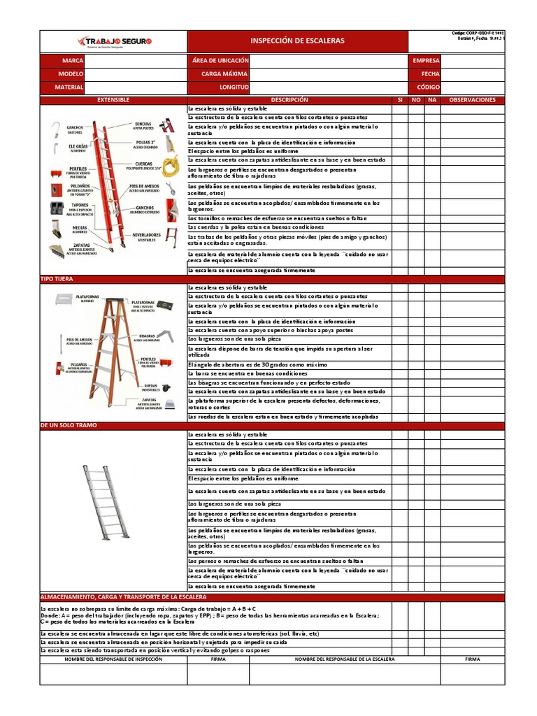 Copia de 180904 Lista de Chequeo de Escaleras CORP-SSO-F-21-002 | PDF ...