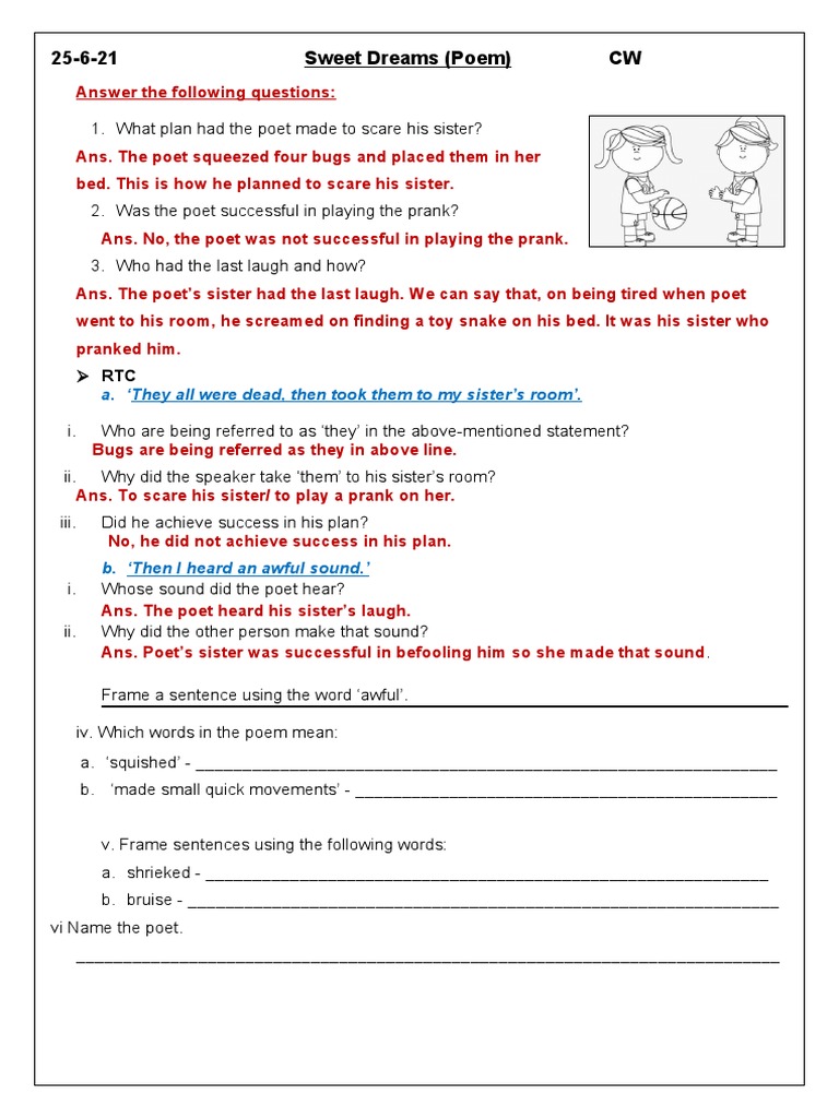 Poem - Sweet Dreams Assignment | PDF