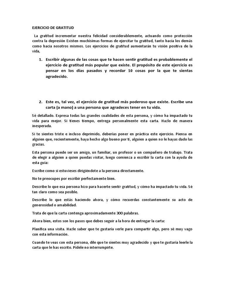 Ejercicio de Gratitud | PDF