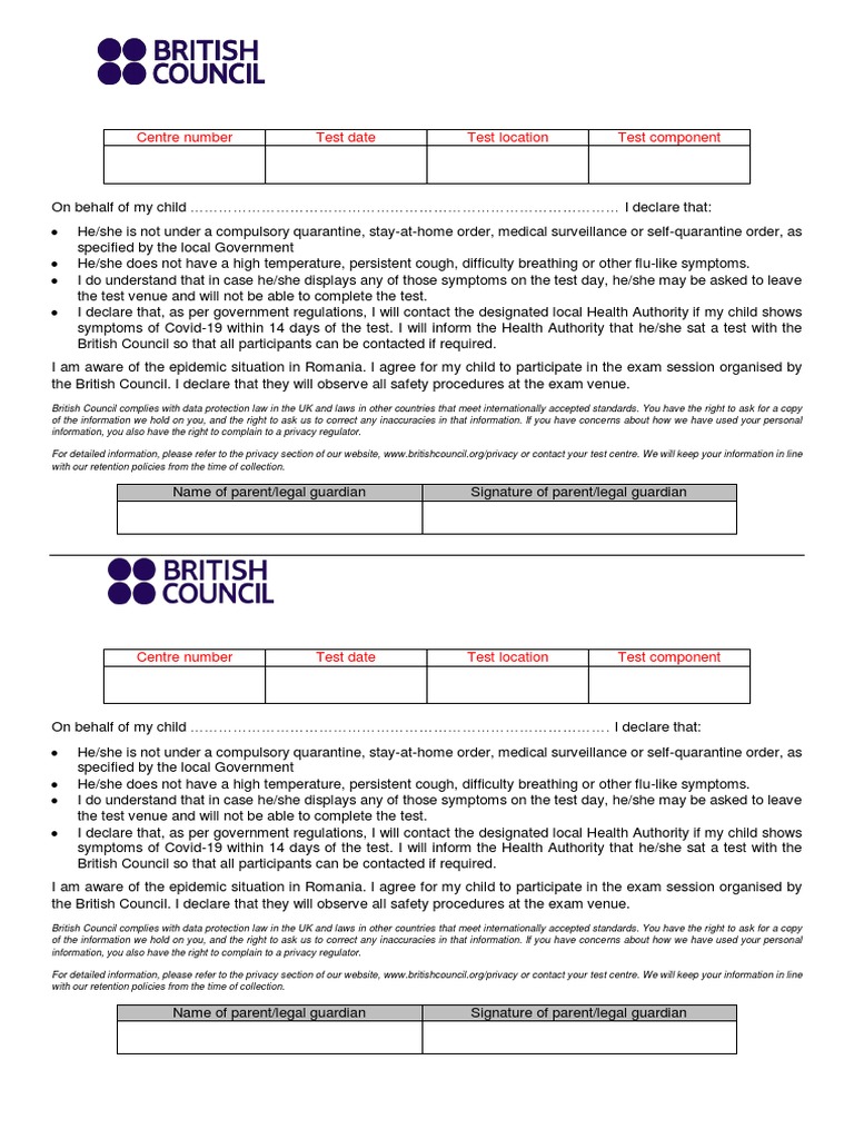 Declaration Form Parents Legal Guardians 2021 | PDF | Quarantine ...