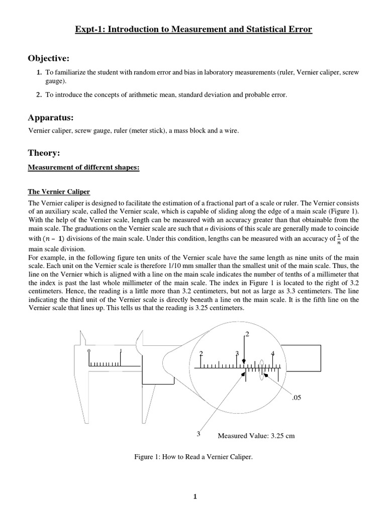 Expt-1: Introduction To Measurement and Statistical Error: Measurement of Different Shapes | PDF ...