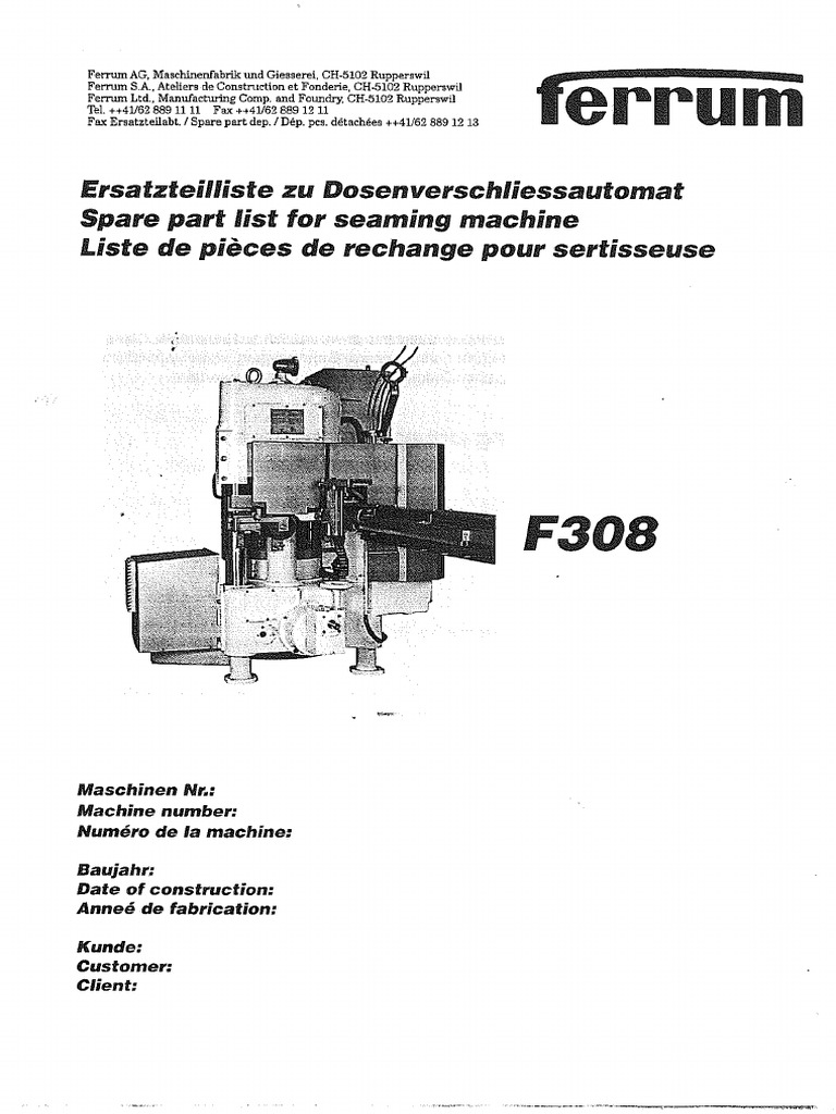 Spare Parts List F308 - D | PDF